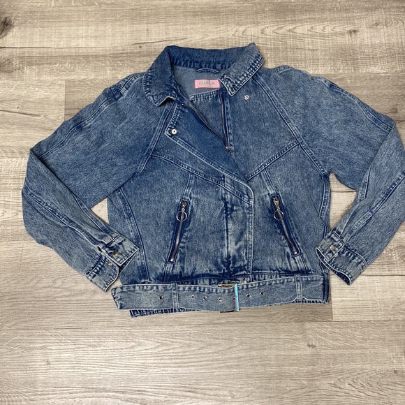 Gina | Jackets & Coats | Gina Ripped Hem Belted Denim Jacket | Poshmark